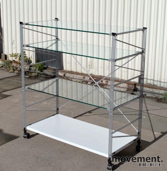 Solgt!Caimi Socrate utstillingshylle påhjul, i glass, 109.5x100x45 ...