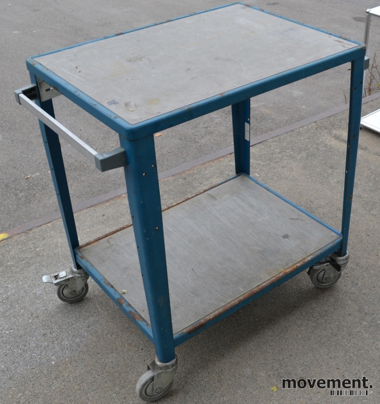 Solgt!Liten tralle med 4 hjul og 2hyller, 49x66cm, brukt