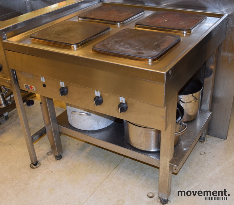 Solgt!Komfyr for storkjøkken fra BehaHedo, 4platers, 3fas 230V, 10kW, brukt