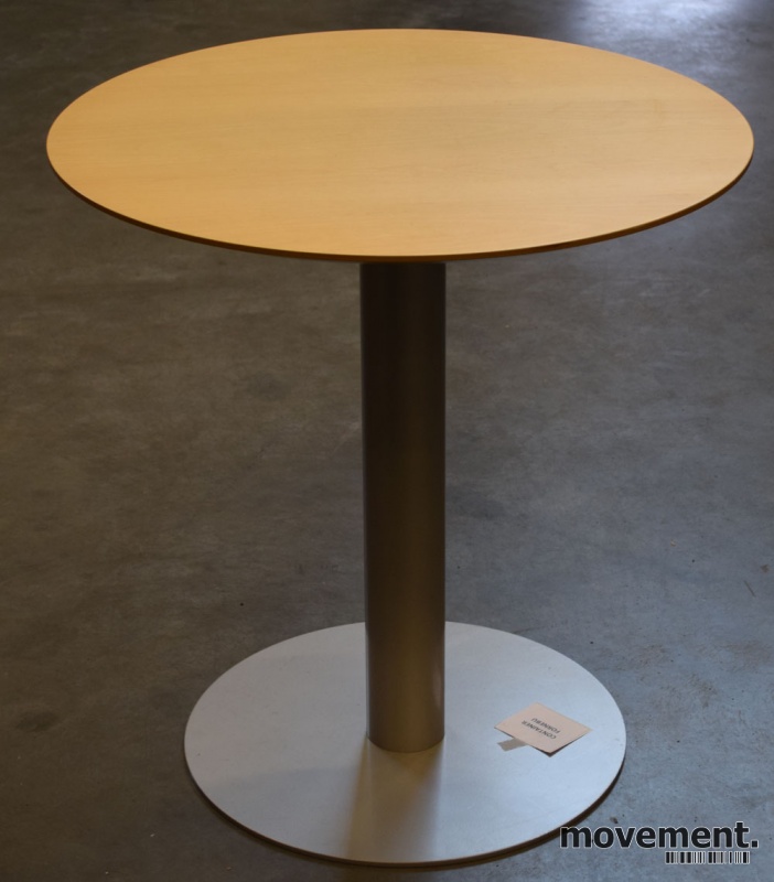 Solgt!Lite, rundt bord med bjerkbordplate Ø=70cm, H=73cm, grått ...