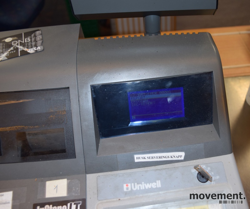 Solgt!UniWell EX-570Fkasseapparat forkafe, komplett med bankterminal, pent brukt
