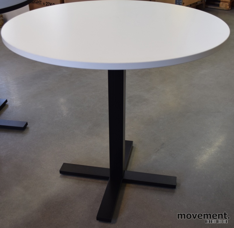 Solgt!Lekkert loungebord / lite, rundtmøtebord, hvit bordplate / sort ...