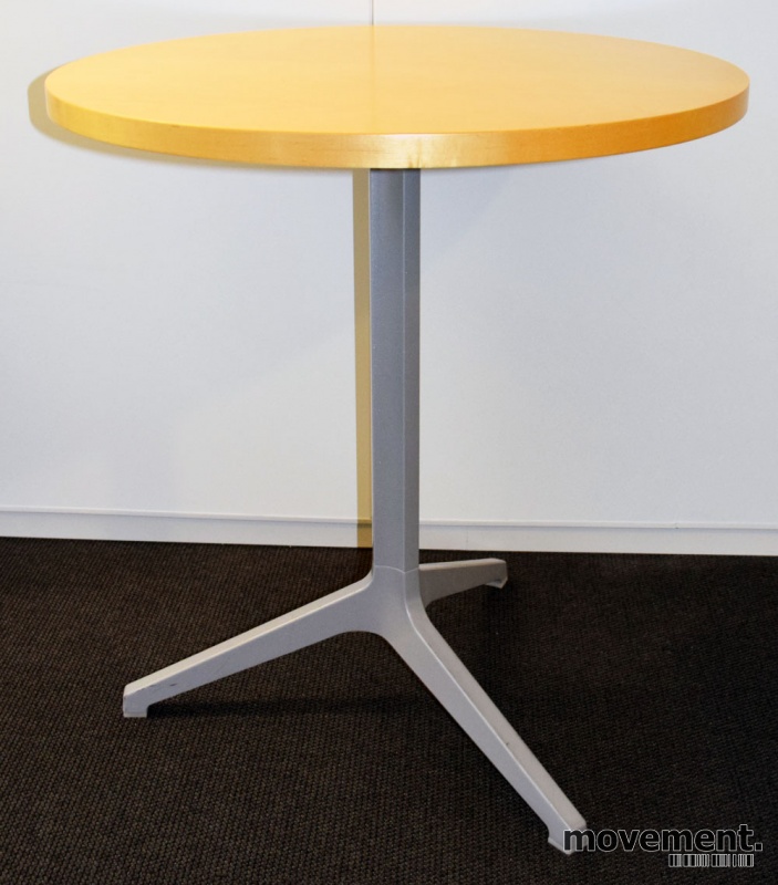 Solgt!Lite, rundt møtebord / kaffebord ibjerk / grått understell, Ø ...