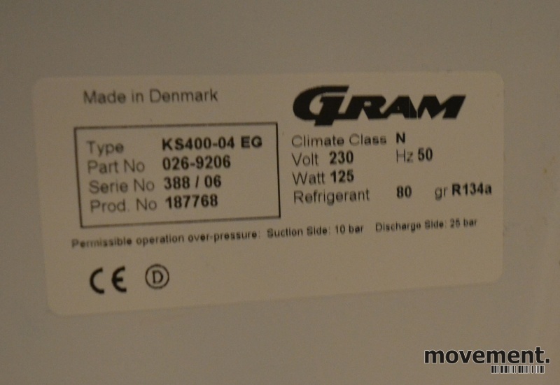 Solgt!Gram kjøleskap, KS400-04, 175cmhøyde, pent brukt