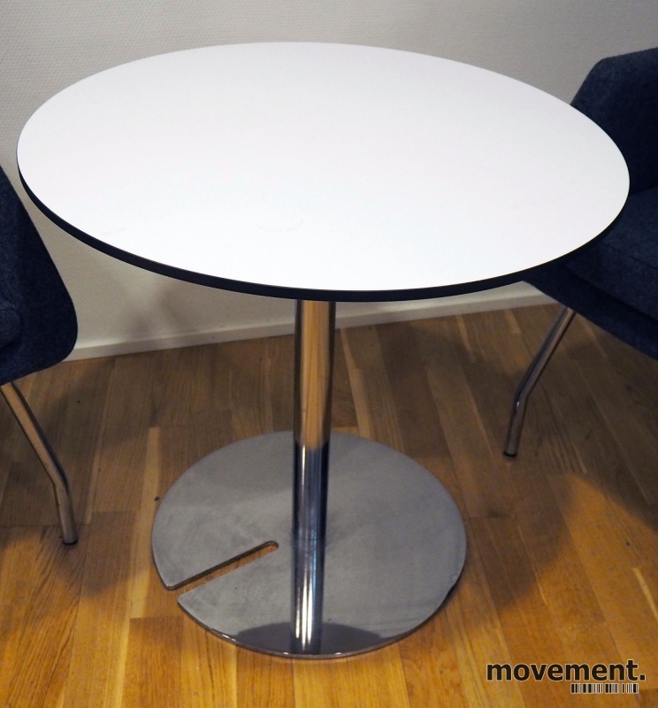 Solgt!Lite, rundt loungebord i hvitt medsort kant / krom, Skandiform ...
