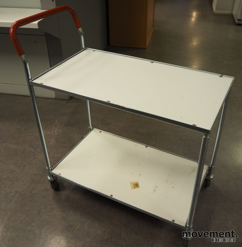 Solgt!Tralle / trillebord i stål / hvitt/ trillevogn, med 2 hylleplan ...