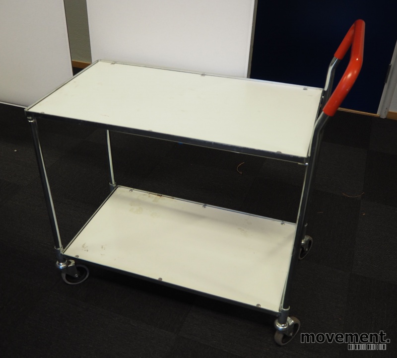 Solgt!Tralle / trillebord i stål/hvitlaminat / trillevogn, med 2 ...