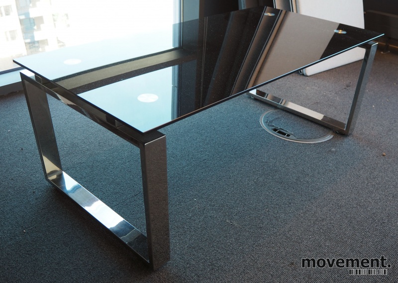 Solgt!Loungebord i sort glass / krom,120x60cm, høyde 45cm, pent brukt