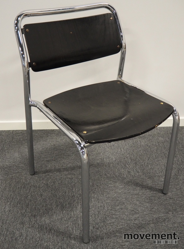 Solgt!Konferansestol / stablestol /skolestol i sort finer / krom fra ...