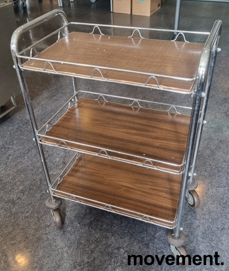 Solgt!Tralle / trillebord / trillevogn istål / brun laminat, med 3 ...