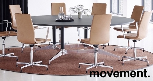 Solgt!Stort, rundt møtebord i sort /rustfritt stål fra Holmris, Ø=300cm ...