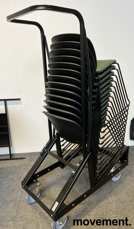 Solgt!Tralle for 20stk stablestoler /stoltralle i sortlakkert metall ...