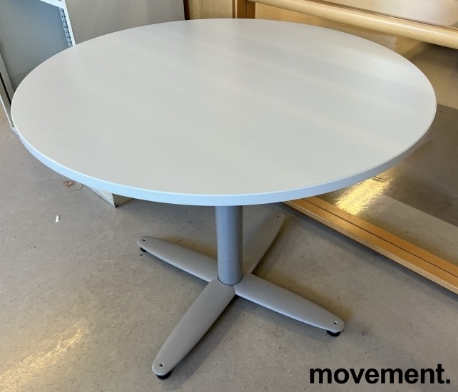 Solgt!Lite, rundt møtebord med lys gråbordplate fra Kinnarps T-serie, Ø ...