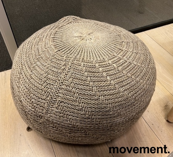 Solgt!Puff / pall i beige strikk fraIKEA, Sandared, Ø=45cm, høyde 33cm ...