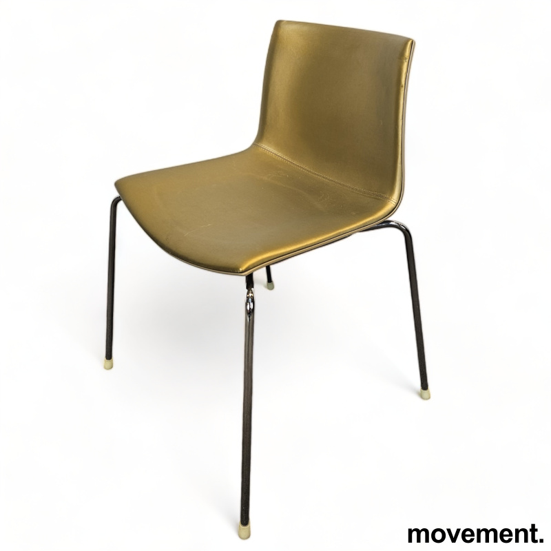 Solgt!Arper Catifa 46 konferansestol,polstret sete i metallic gul ...