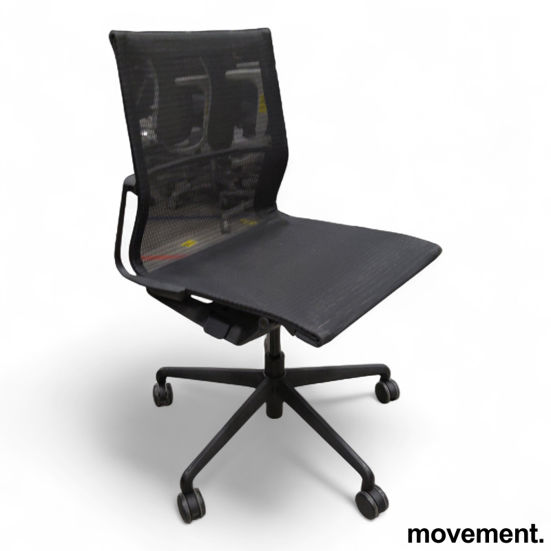 Konferansestol hjul mesh Sort mesh,sort fotkryss, Pent brukt