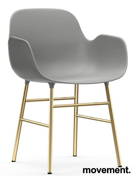Form Armchair metal Grå plast, beni messingfarget metall, Ubrukt